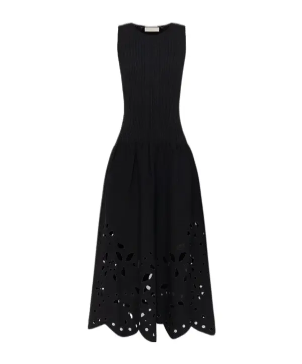 Ulla Johnson Sleeveless Round Neck Corset Dress With Floral Cut-outs