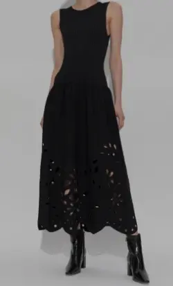Ulla Johnson Sleeveless Round Neck Corset Dress With Floral Cut-outs