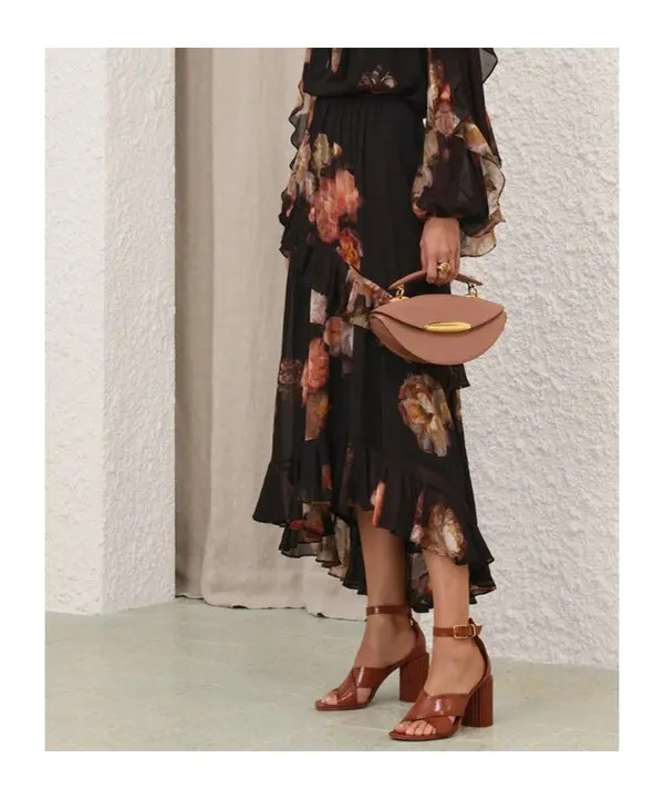 Zimmermann Floral Asymmetrical Frilled Midi Skirt