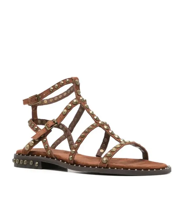 Ash Nailed Flat Sandals - Brown