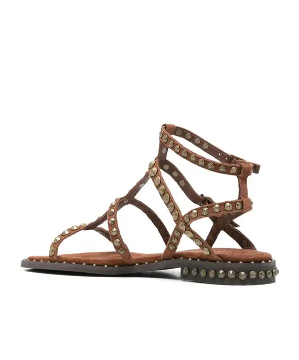 Ash Nailed Flat Sandals - Brown