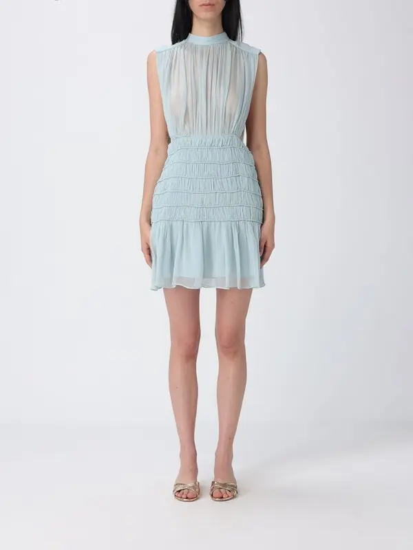 TWINSET Sleeveless High Neck Shirred Dress - No