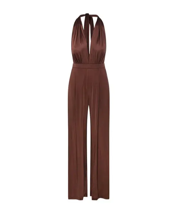 AMAZUIN Lennox Halterneck Wide-leg Jumpsuit - Red