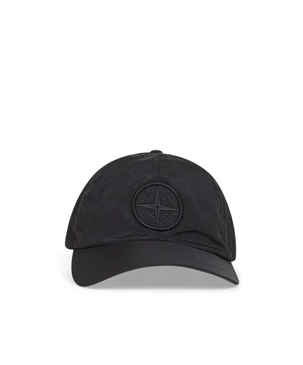 Stone Island Baseball Cap With Embossed Logo - Black