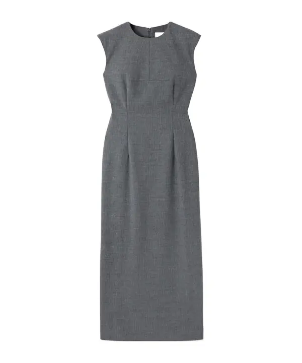 Tove Estelle Pinstriped Woven Midi Dress - Gray