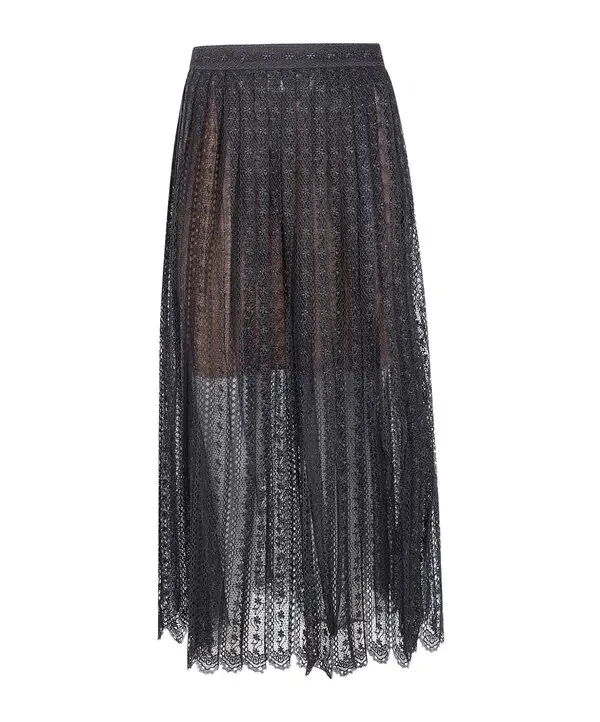 SELF-PORTRAIT Lace Midi Skirt - Black