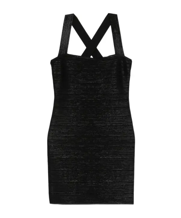 Herve Leger Sleeveless Crossover Strap Mini Dress