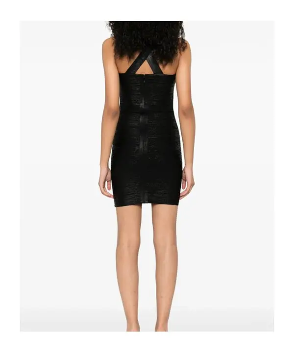 Herve Leger Sleeveless Crossover Strap Mini Dress