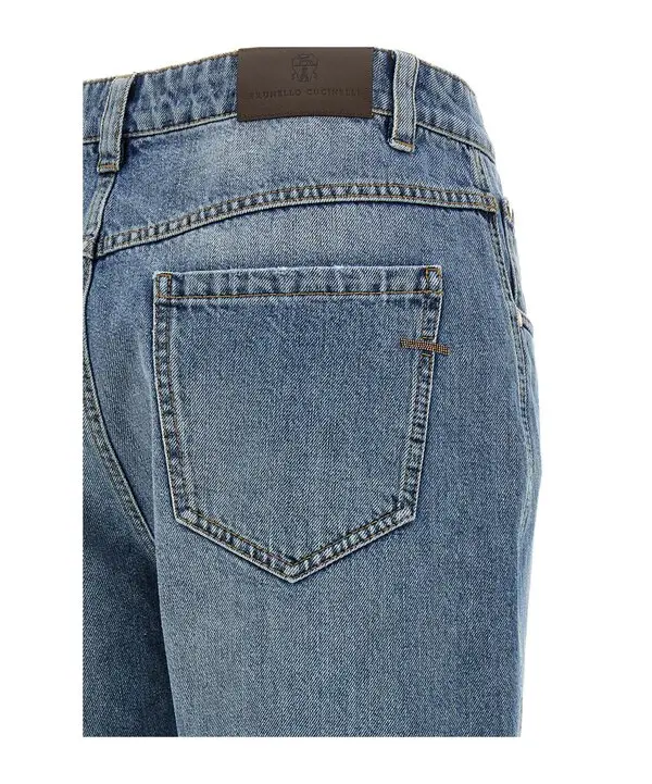 Brunello Cucinelli Logo Patch Straight Leg Jeans - Blue