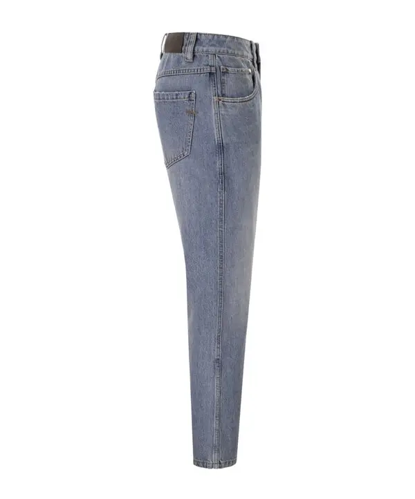 Brunello Cucinelli Logo Patch Straight Leg Jeans - Blue