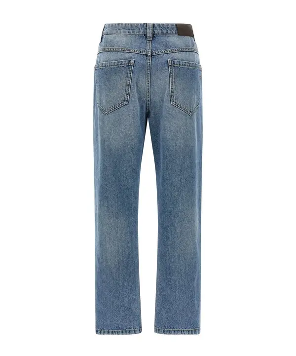 Brunello Cucinelli Logo Patch Straight Leg Jeans - Blue