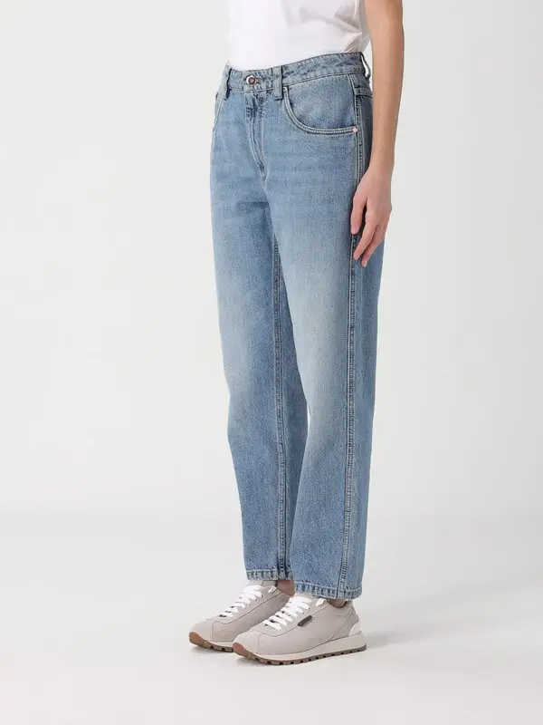 Brunello Cucinelli Logo Patch Straight Leg Jeans - Blue