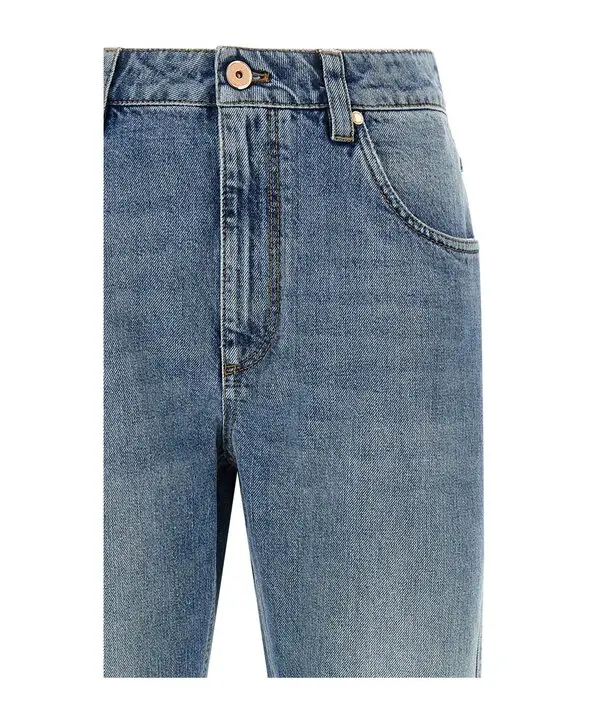 Brunello Cucinelli Logo Patch Straight Leg Jeans - Blue