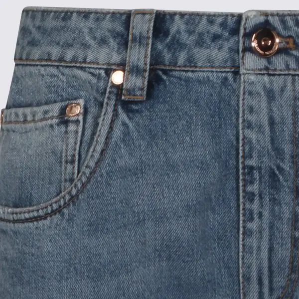 Brunello Cucinelli Logo Patch Straight Leg Jeans - Blue