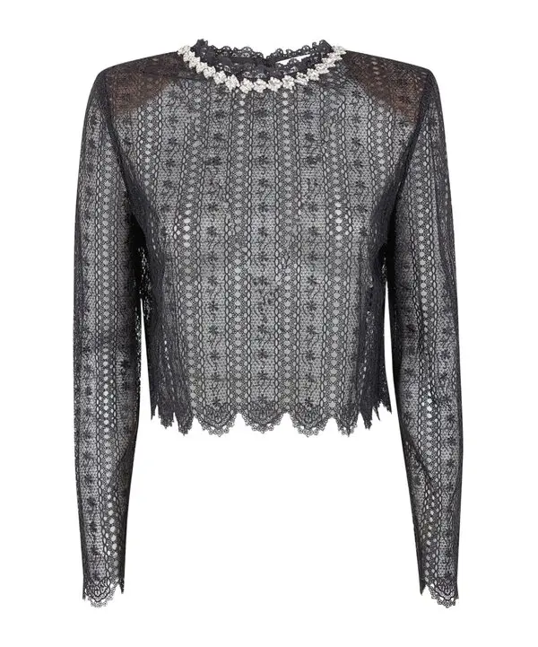 SELF-PORTRAIT Embellished Trim Lace Blouse