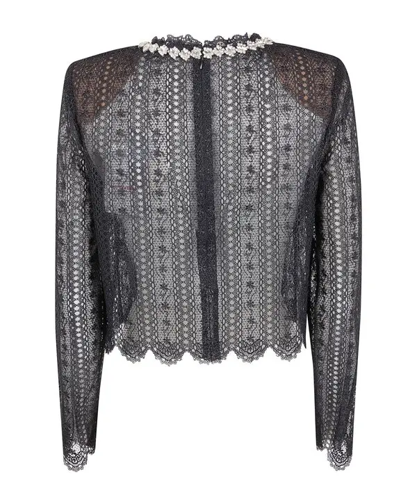 SELF-PORTRAIT Embellished Trim Lace Blouse