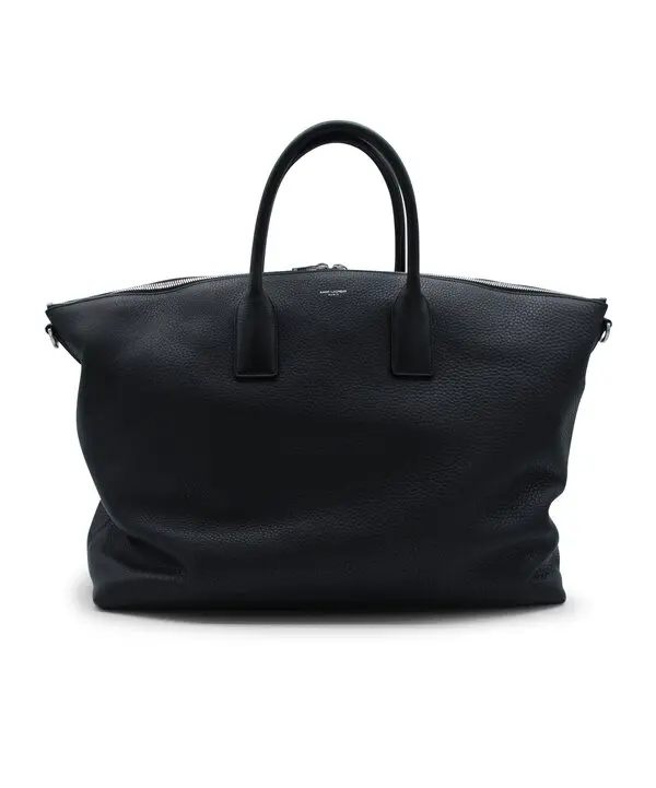Saint Laurent Logo Stamp Zip-up Tote Bag - Black