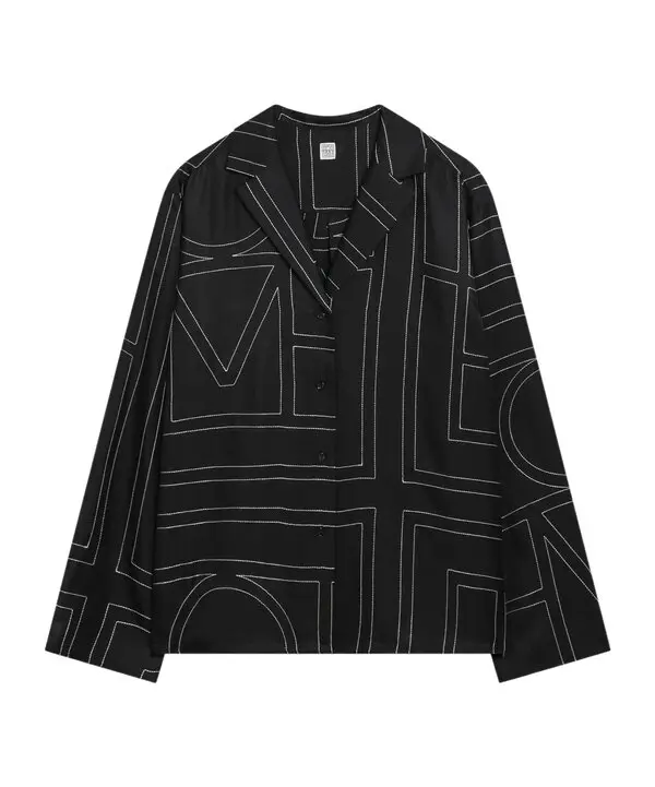 TOTEME Monogram Buttoned Shirt - Black