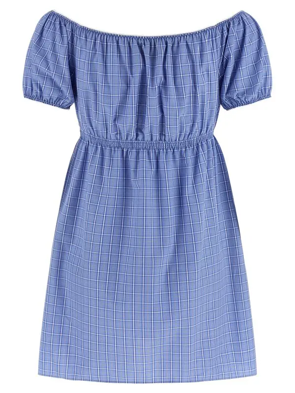 Miu Miu Checked Mini Dress - Light Blue