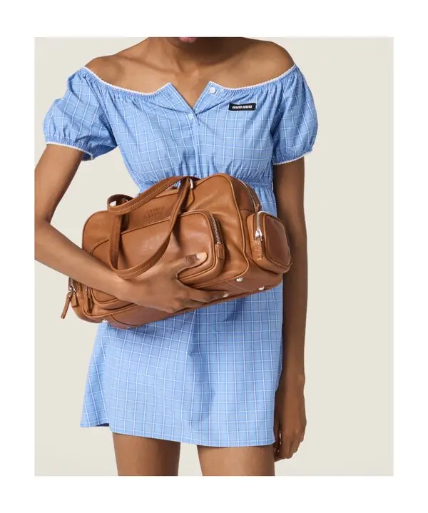 Miu Miu Checked Mini Dress - Light Blue