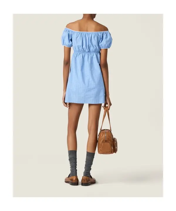 Miu Miu Checked Mini Dress - Light Blue