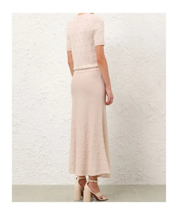 Zimmermann Elasticated Waist A-line Skirt With Beaded Details - Nude
