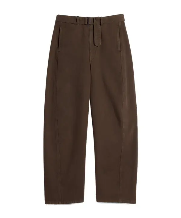 LEMAIRE Twisted Belted Straight Cut Pants - Cocoa