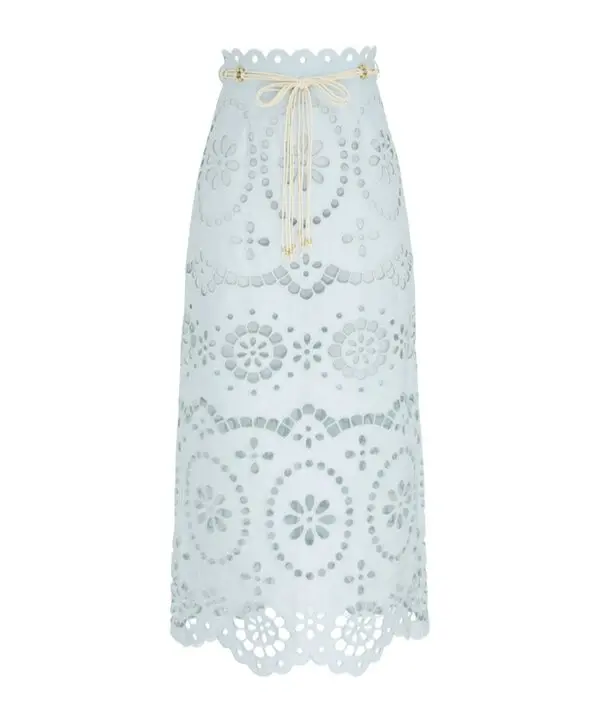 Zimmermann Awaken Embroidered Midi Skirt