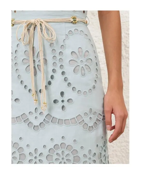Zimmermann Awaken Embroidered Midi Skirt