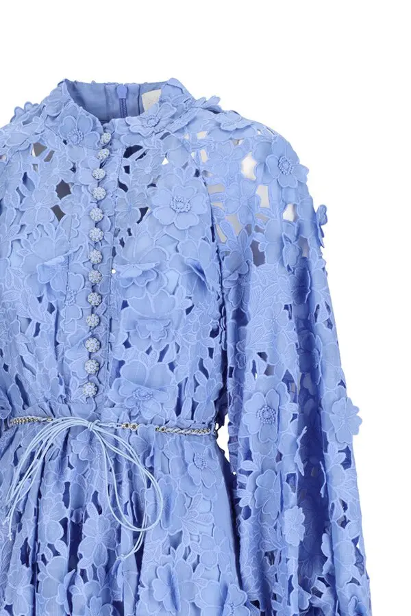 Zimmermann Patience Mini Dress With Lace And Raglan Sleeves