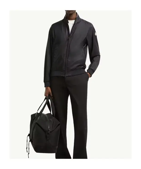 Moncler Reppe Logo Patch Bomber Jacket - Black