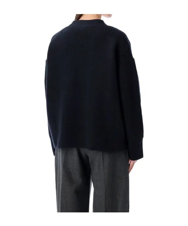 Studio Nicholson Whitt Ribbed Knit V-neck Cardigan - Black
