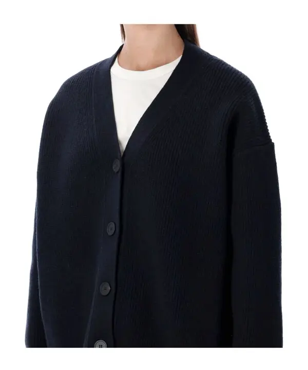 Studio Nicholson Whitt Ribbed Knit V-neck Cardigan - Black