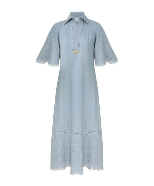 Zimmermann Broderie Anglaise Collared Midi Dress