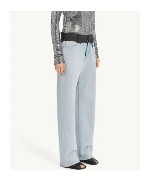MAISON MARGIELA Full Length Straight Leg Jeans With Belt Detail