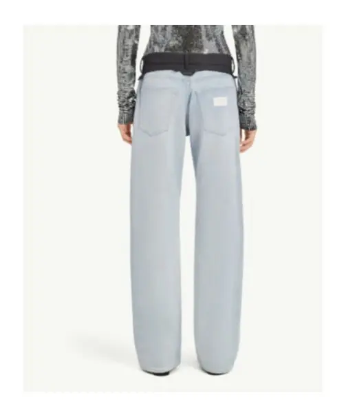 MAISON MARGIELA Full Length Straight Leg Jeans With Belt Detail