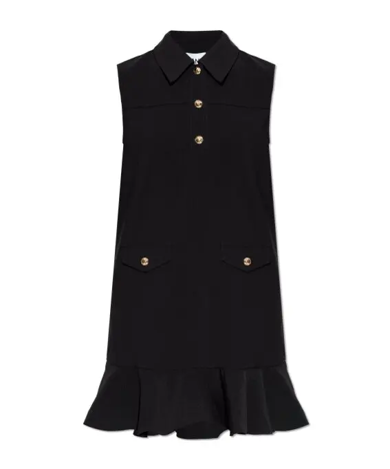 GANNI Twill Suiting Mini Dress With Ruffled Hem