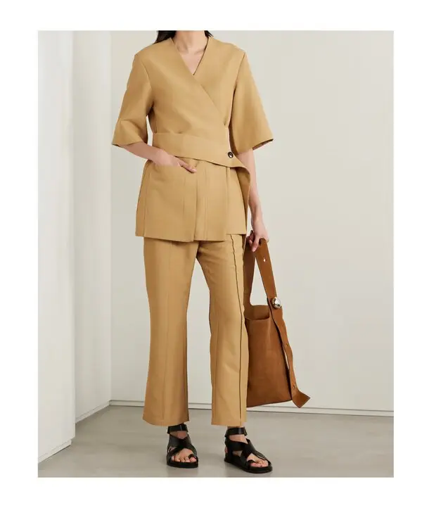 Co Name' Woven Wrap Top - Camel