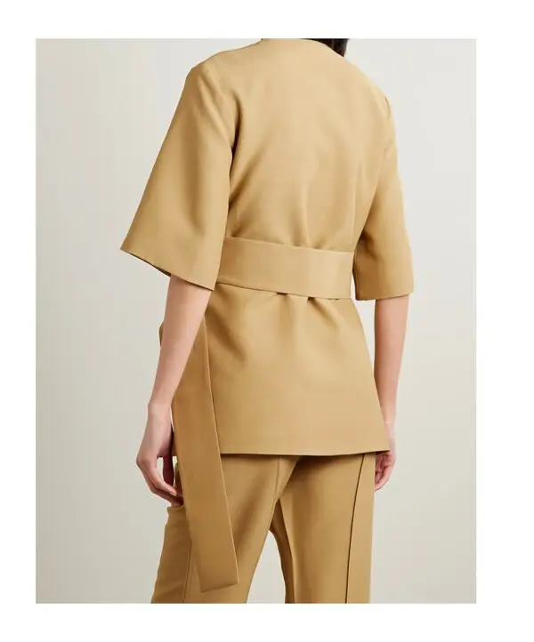 Co Name' Woven Wrap Top - Camel
