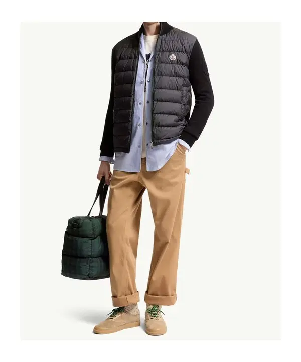 Moncler Zip-up Knit Padded Cardigan - Black