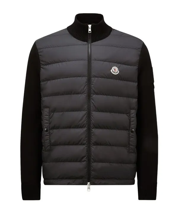 Moncler Zip-up Knit Padded Cardigan - Black