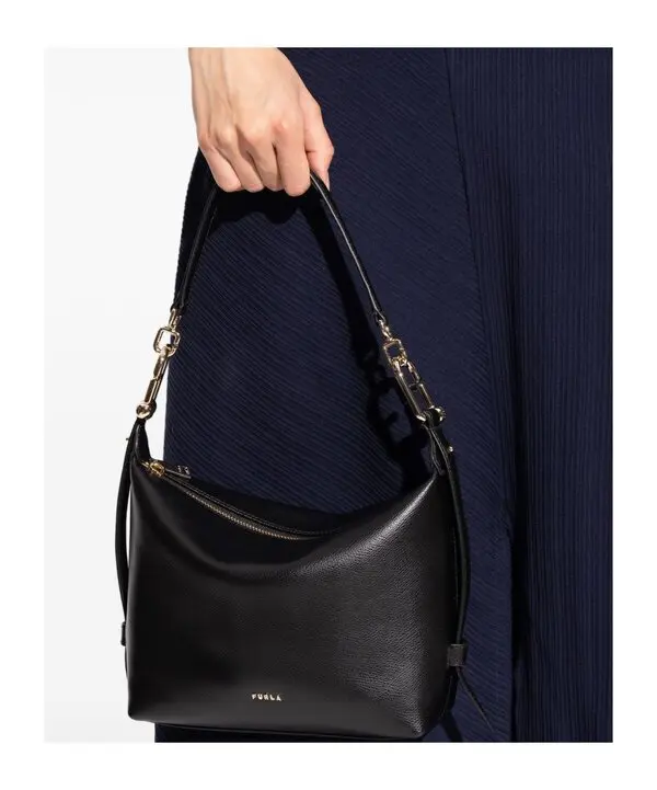 Furla Tonie Zip-up Small Shoulder Bag - Black