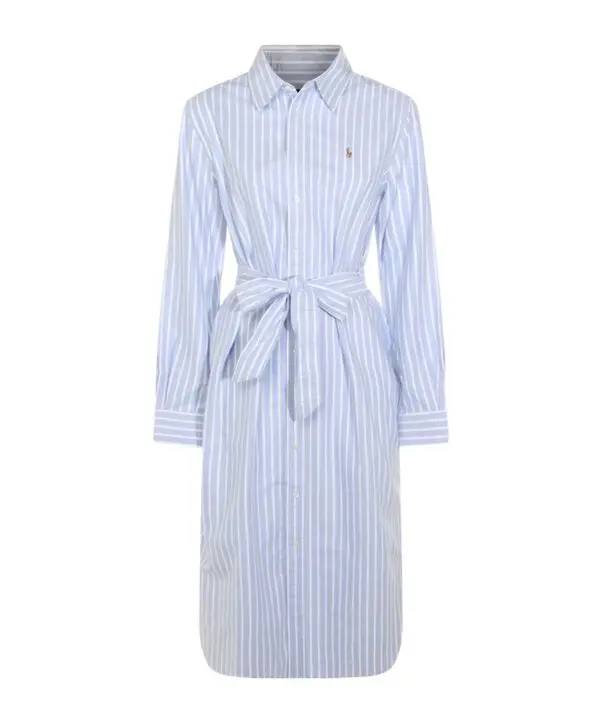 Polo Ralph Lauren Striped Belted Shirt Dress - Blue