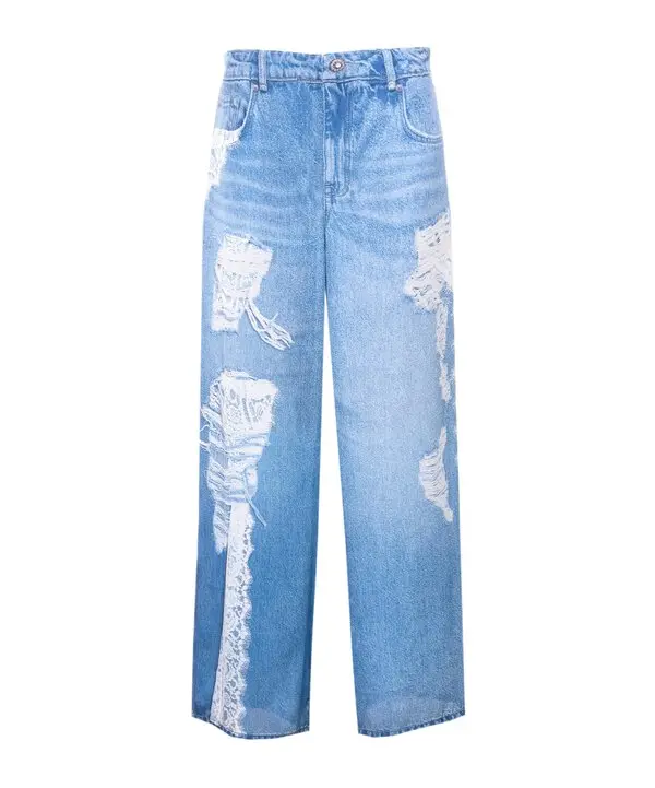 Liu Jo Distressed Lace-trimmed Jeans