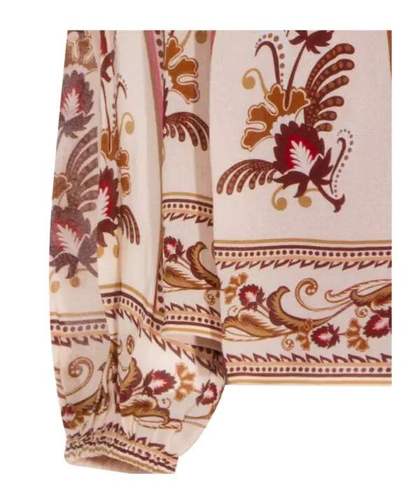Farm Rio Floral Embroidered Long-sleeved Shirt - Nude
