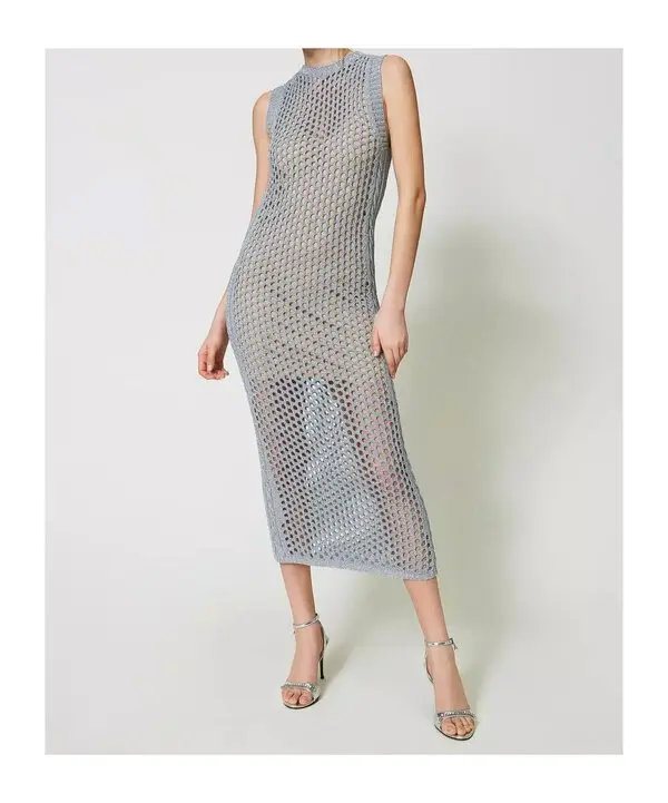 TWINSET Long Lurex-mesh Midi Dress