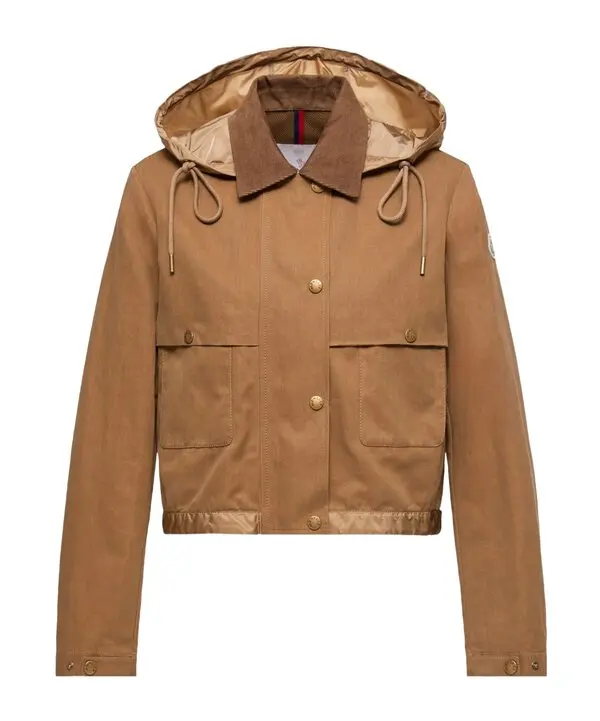 Moncler Collared Button-up Hooded Jacket - Light Brown