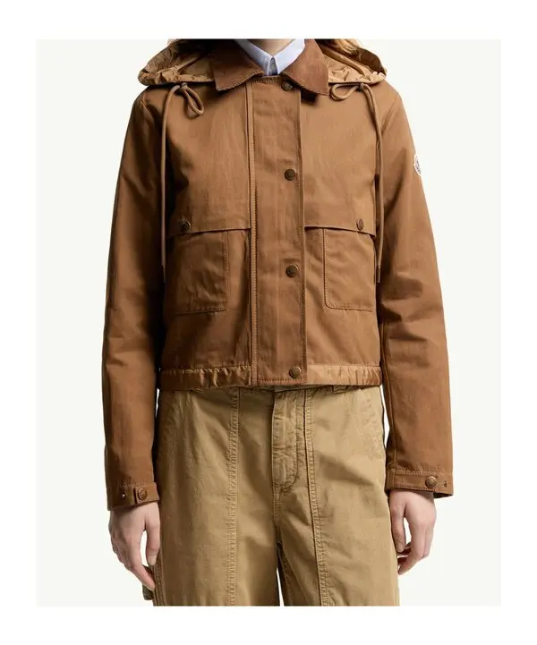Moncler Collared Button-up Hooded Jacket - Light Brown