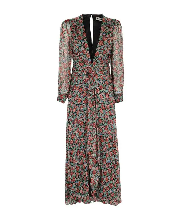 Rixo V-neck Floral Printed Long Sleeve Maxi Dress - Multicolor