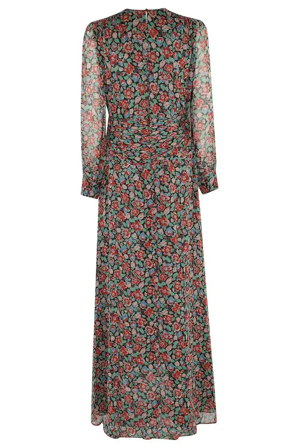 Rixo V-neck Floral Printed Long Sleeve Maxi Dress - Multicolor